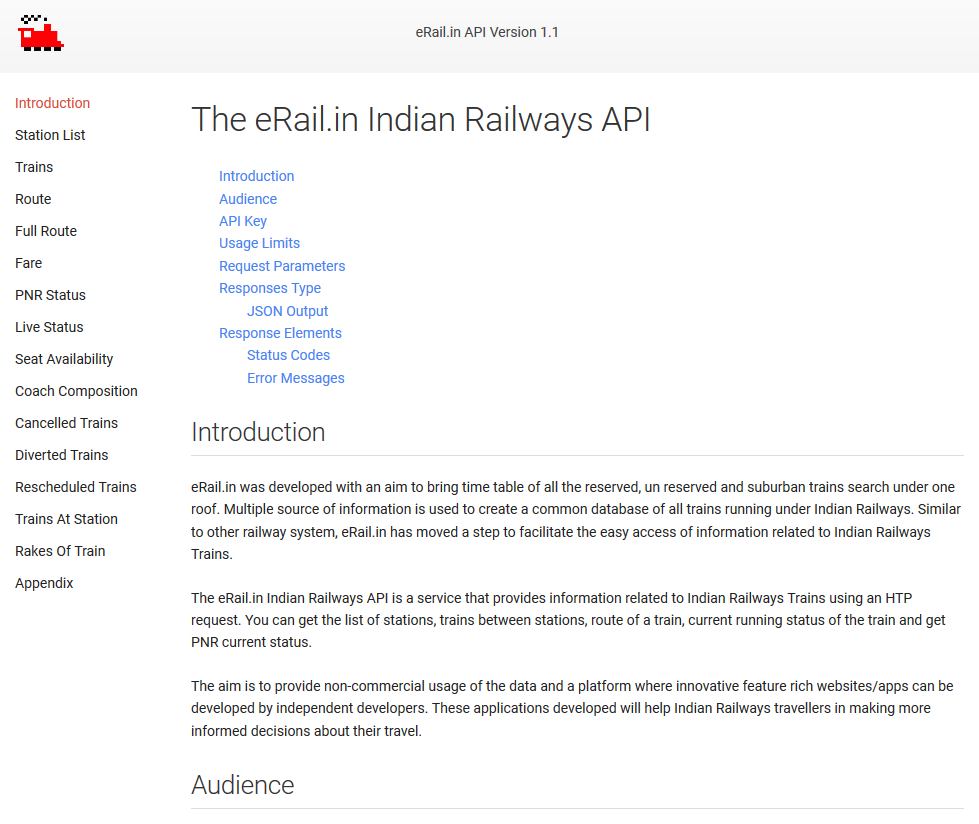 eRail.in Indian Railways API (Overview, SDK Documentation ... eRail.in Indian Railways API (Overview, SDK Documentation ...