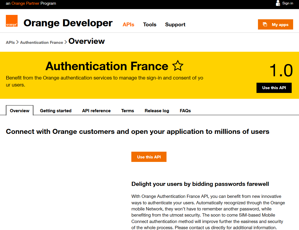 Orange Authentication France API (Overview, SDK Documentation ... Orange Authentication France API (Overview, SDK Documentation ...