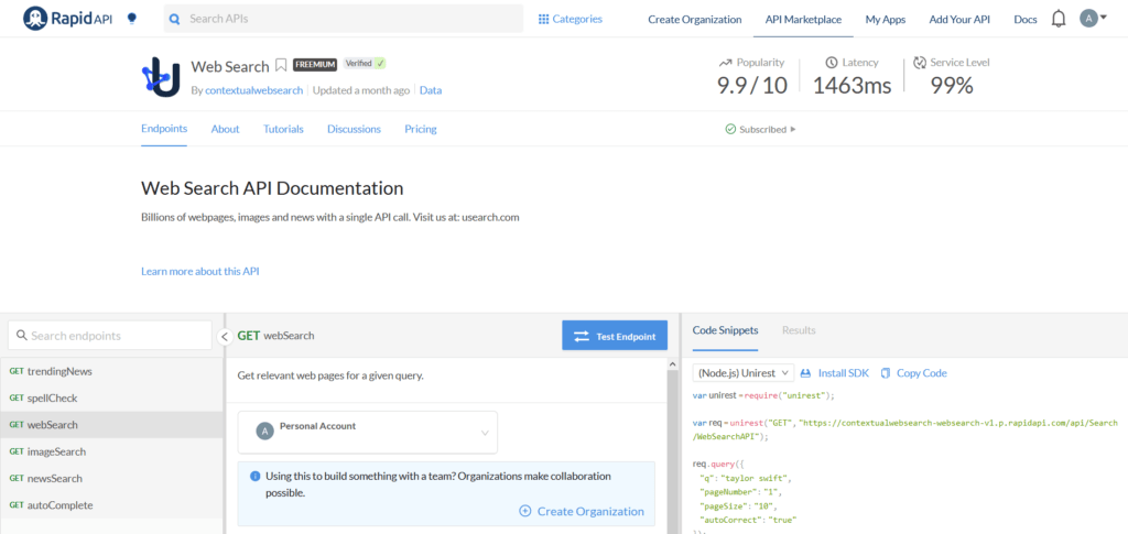 How To Use The Web Search Api With Python Php Ruby And Javascript Examples Rapid Blog