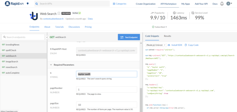 How To Use The Web Search Api With Python Php Ruby And Javascript Examples Rapidapi