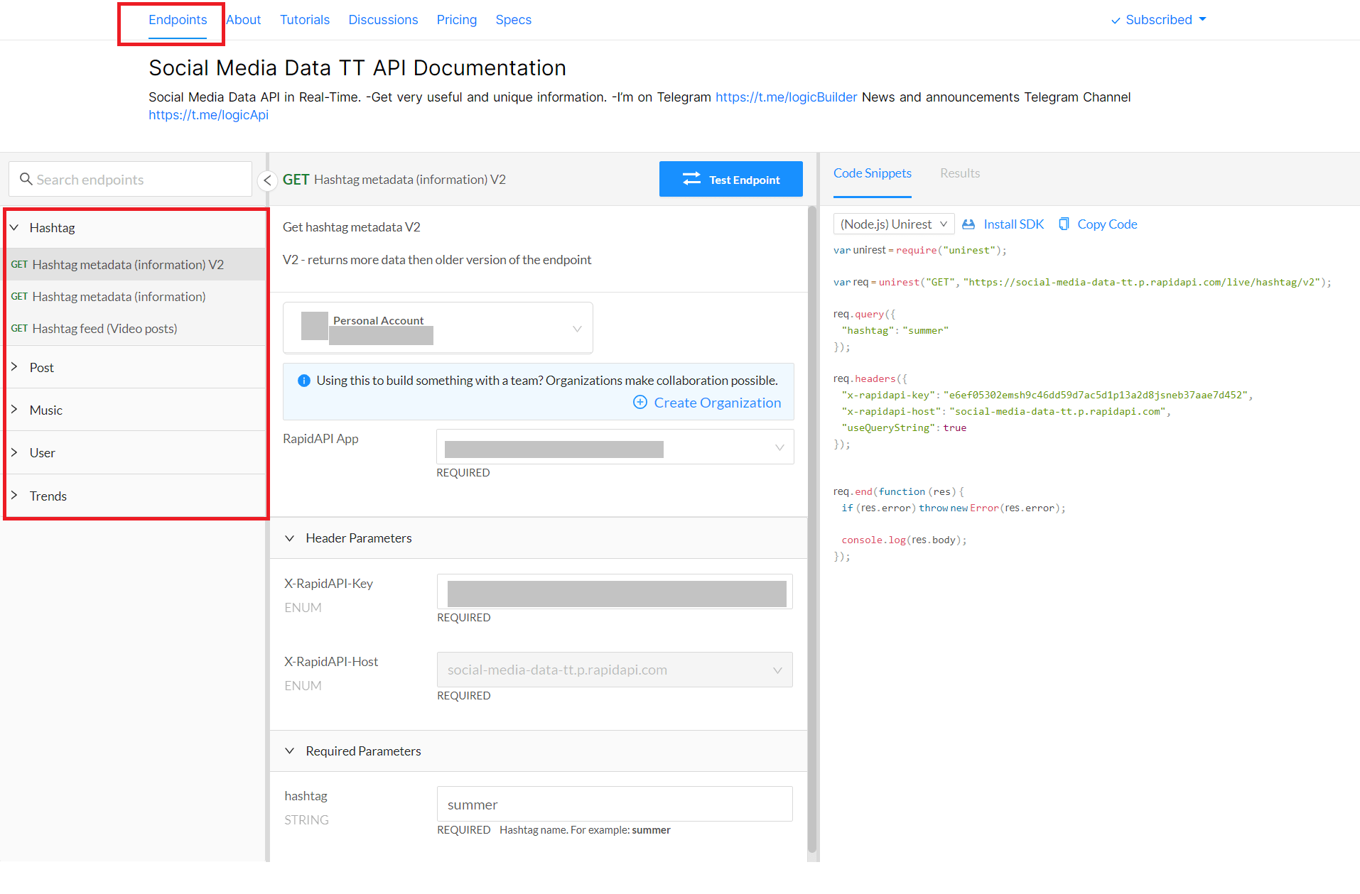 How To Use The Social Media Data Tt Api With Java Python Php Ruby And Javascript Examples